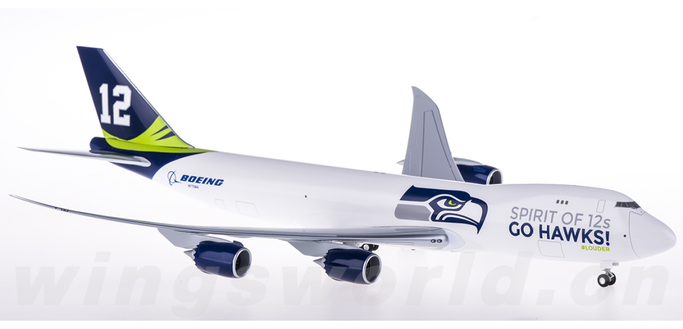 HG2N770BA Boeing 747-8F N770BA 西雅图海鹰队彩绘 Hogan 1:200 -飞机模型世界