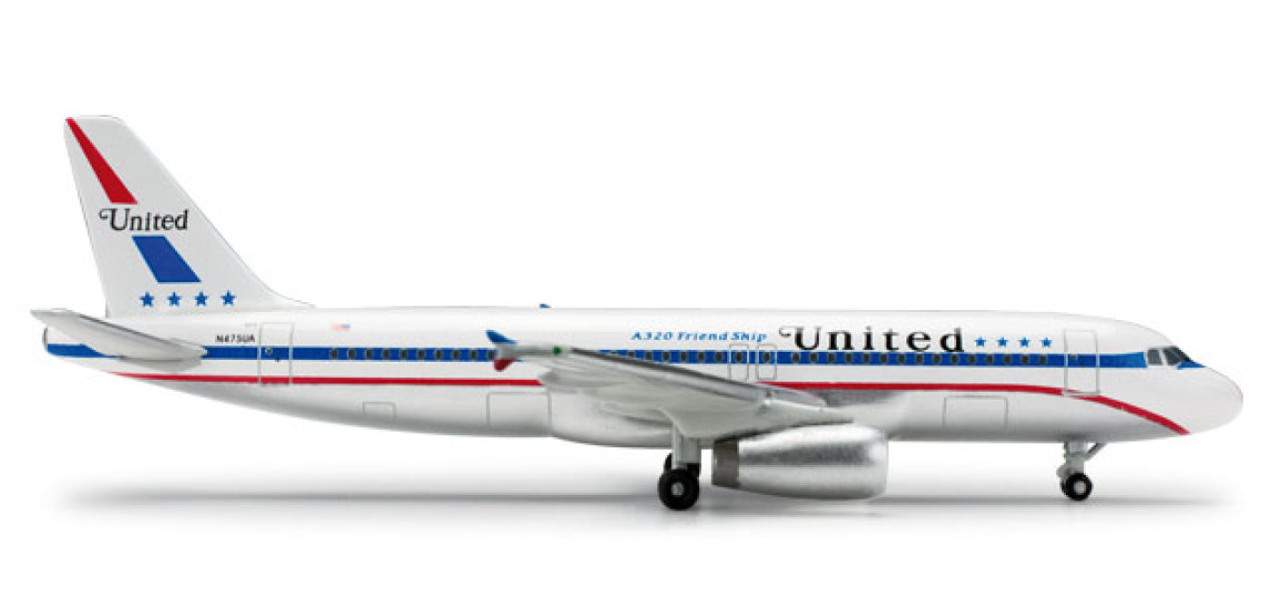 518857 United Airlines 美国联合航空 Airbus A320 N475UA 85周年 Herpa 1:500 -飞机模型世界