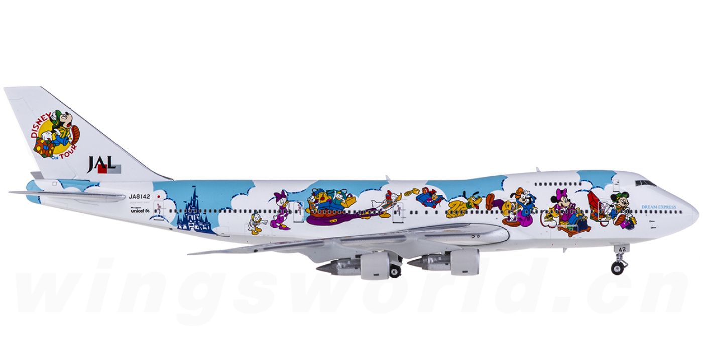 PH04027 Japan Airlines 日本航空 Boeing 747-100 JA8142 迪斯尼彩绘 Phoenix 1:400 ...