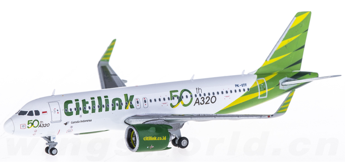 LH4074 Citilink 连城航空 Airbus A320neo PK-GTF 50th A320 JC Wings 1:400 -飞机模型世界