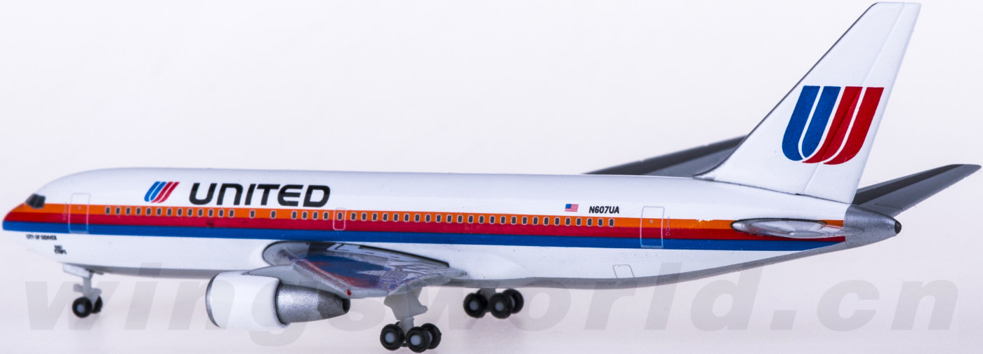530187 United Airlines 美国联合航空 Boeing 767-200 N607UA Herpa 1:500 -飞机模型世界