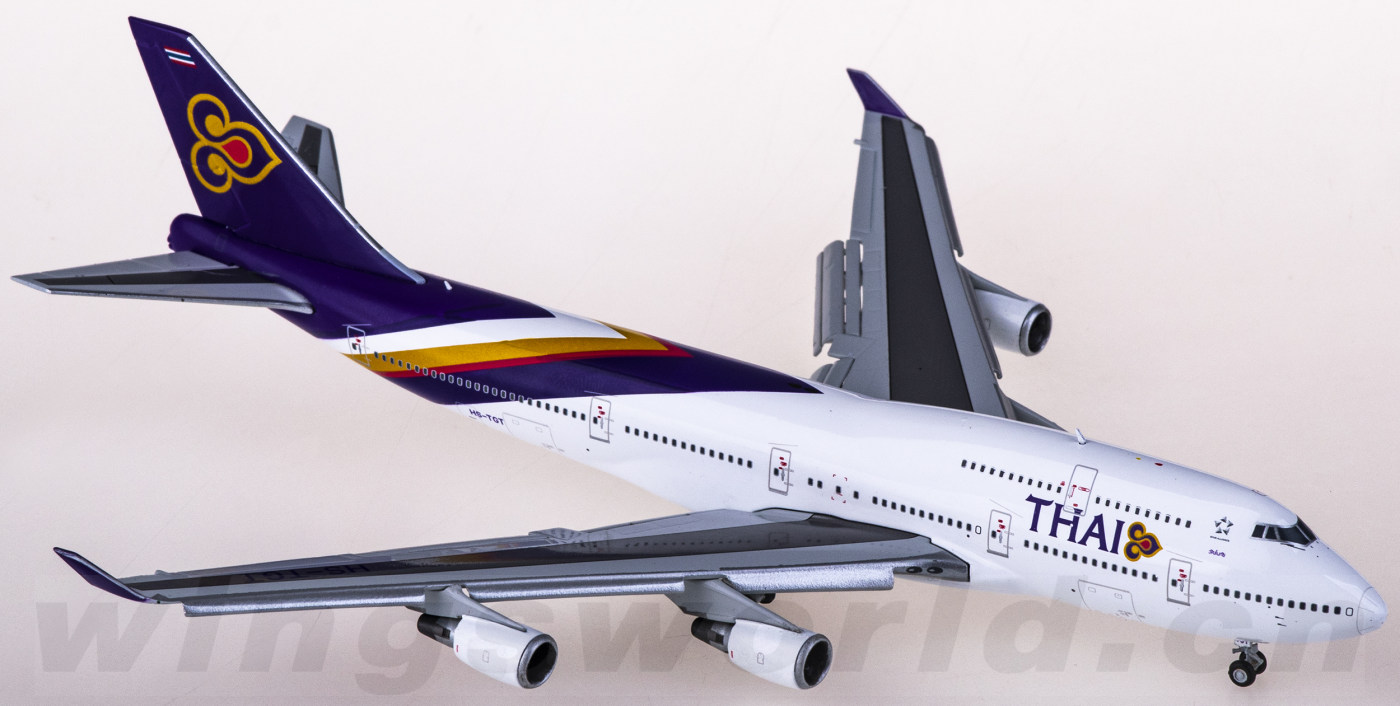 LH4212A Thai Airways 泰国国际航空 Boeing 747-400 HS-TGT 襟翼放下版 JC Wings 1:400 -飞机模型世界
