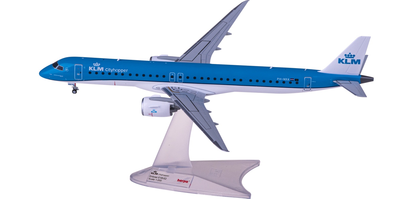 572071 KLM 荷兰皇家航空 Embraer ERJ-195-E2 PH-NXA Herpa 1:200 -飞机模型世界