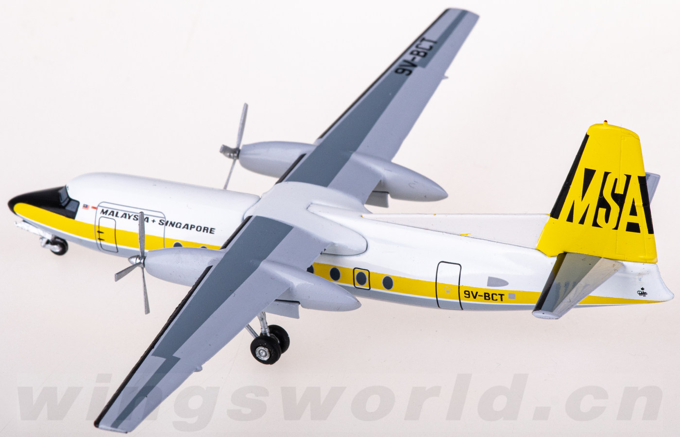 WM211300 MSA 马来西亚-新加坡航空 Fokker F-27 9V-BCT AeroClassics 1:200 -飞机模型世界