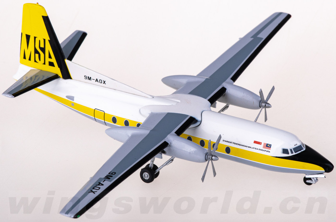 WM211299 MSA 马来西亚-新加坡航空 Fokker F-27 9M-AOX AeroClassics 1:200 -飞机模型世界
