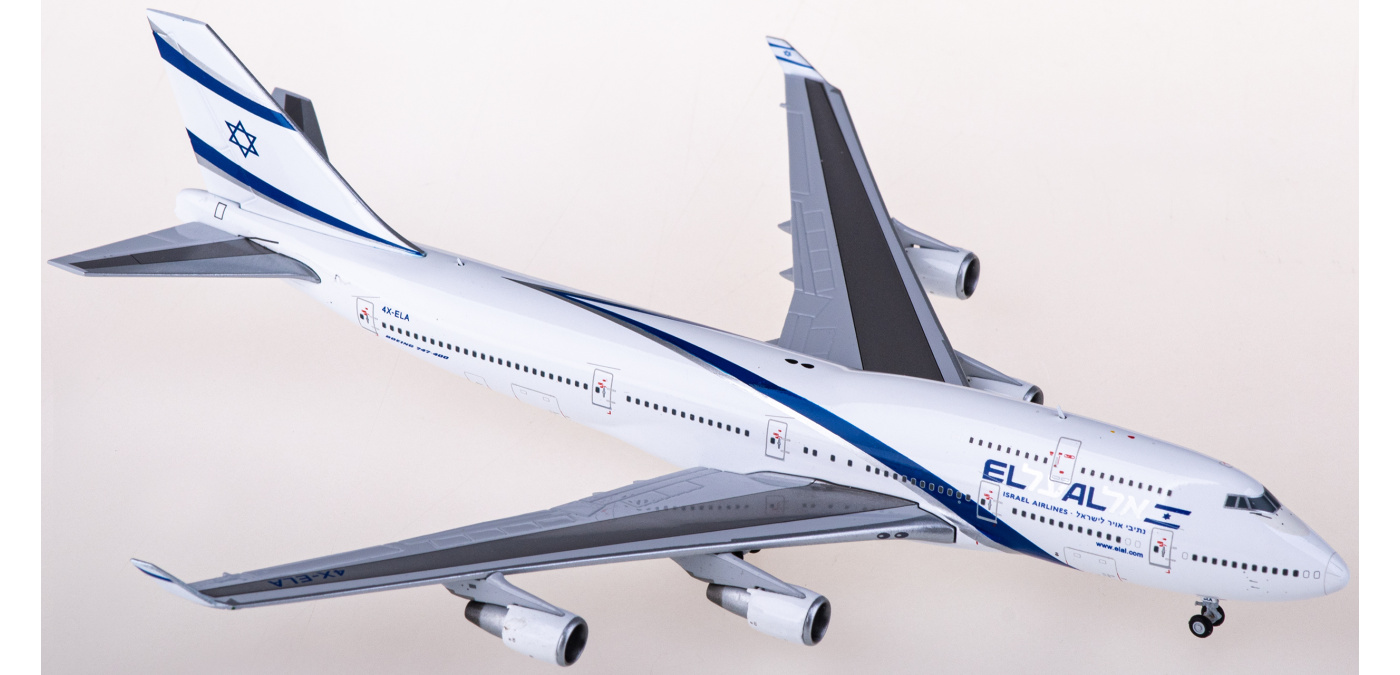 XX40108 El Al 以色列航空 Boeing 747-400 4X-ELA + 蒙皮钥匙串 JC Wings 1:400 -飞机模型世界
