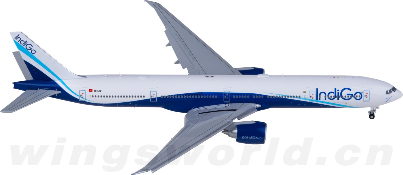 LH4344A IndiGo Boeing 777-300ER TC-LKD 襟翼放下版 JC Wings 1:400 -飞机模型世界
