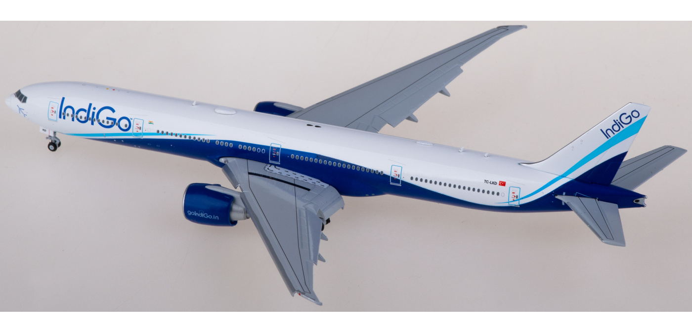 LH4344A IndiGo Boeing 777-300ER TC-LKD 襟翼放下版 JC Wings 1:400 -飞机模型世界