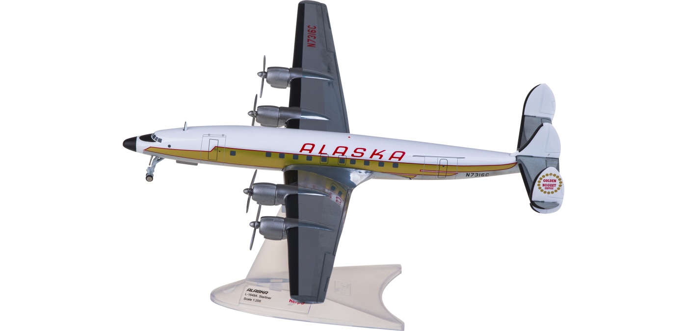 573023 Alaska Airlines 阿拉斯加航空 Lockheed L-1649A Starliner N7316C Herpa 1 ...