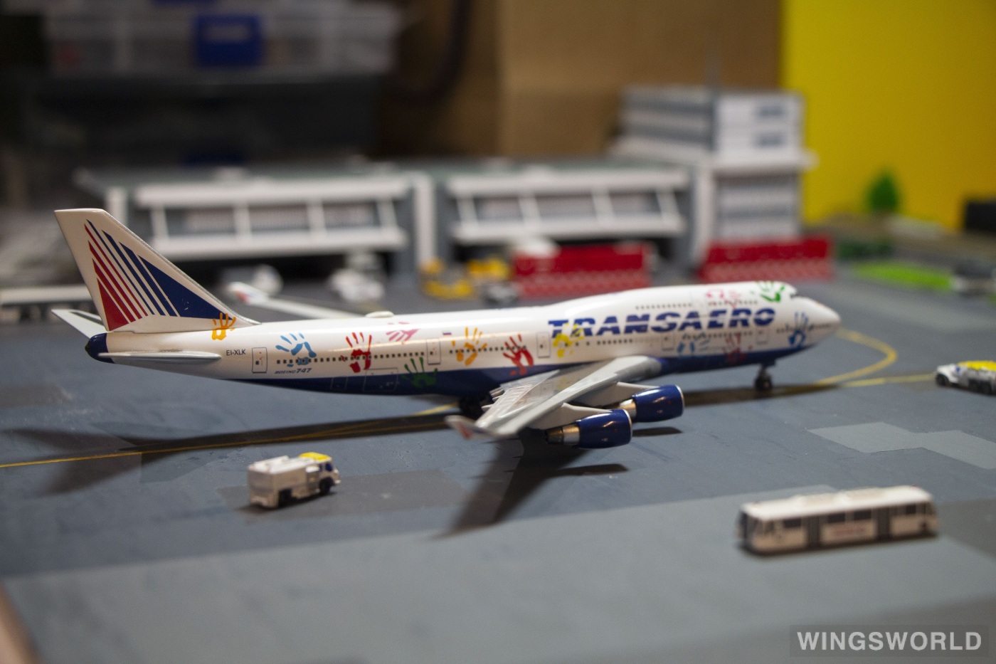 Witty 1:400 Boeing 747-400 Transaero Airlines 俄罗斯洲际航空 WT4744026 EI-XLK ...