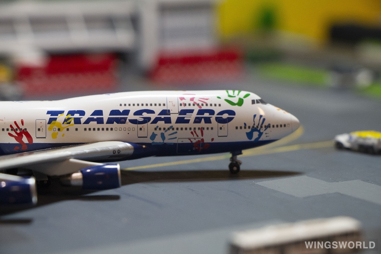 Witty 1:400 Boeing 747-400 Transaero Airlines 俄罗斯洲际航空 WT4744026 EI-XLK ...