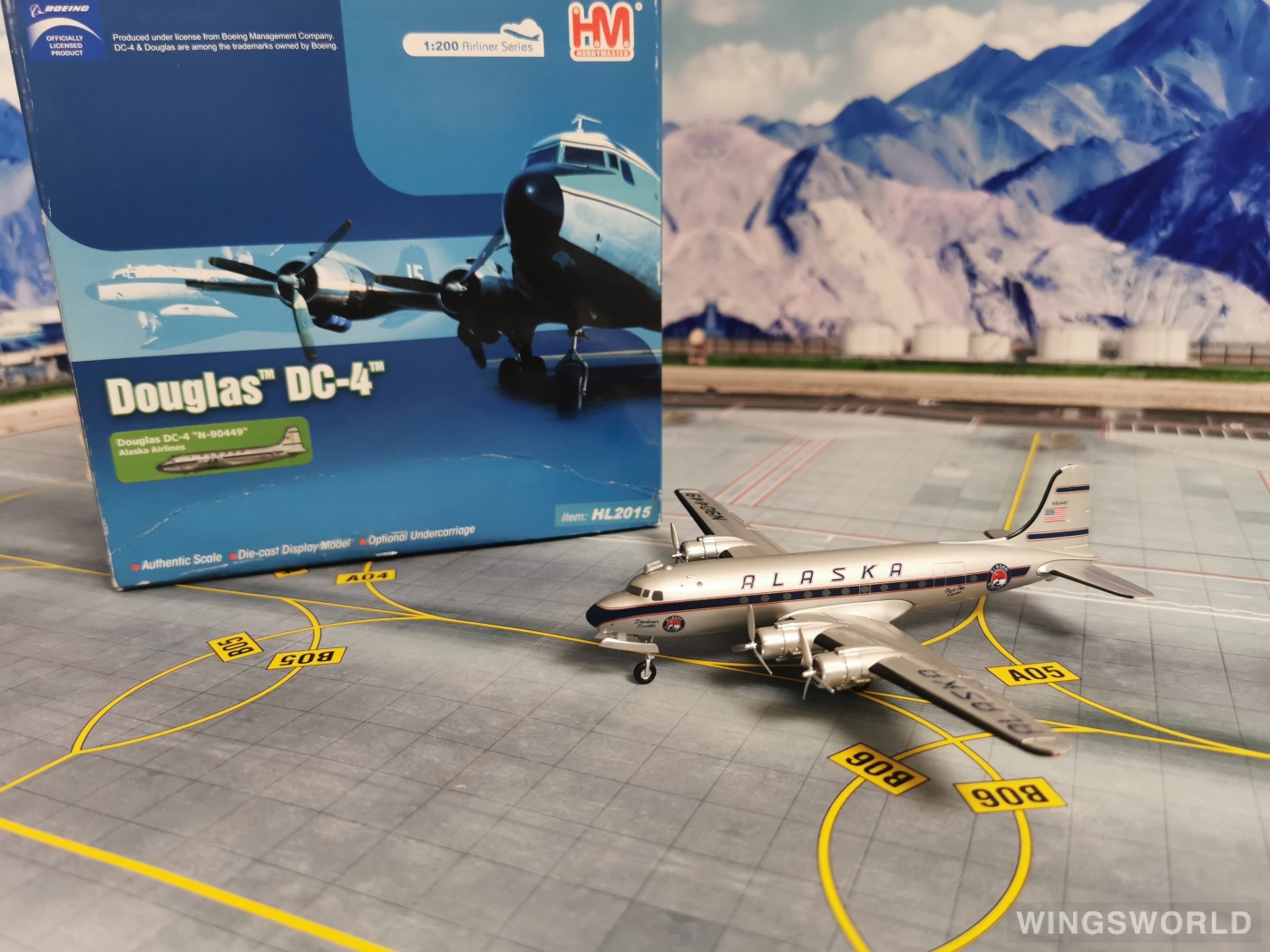 Hobby Master 1:200 Douglas DC-4 Alaska Airlines 阿拉斯加航空 HL2015 N-90449 的 ...