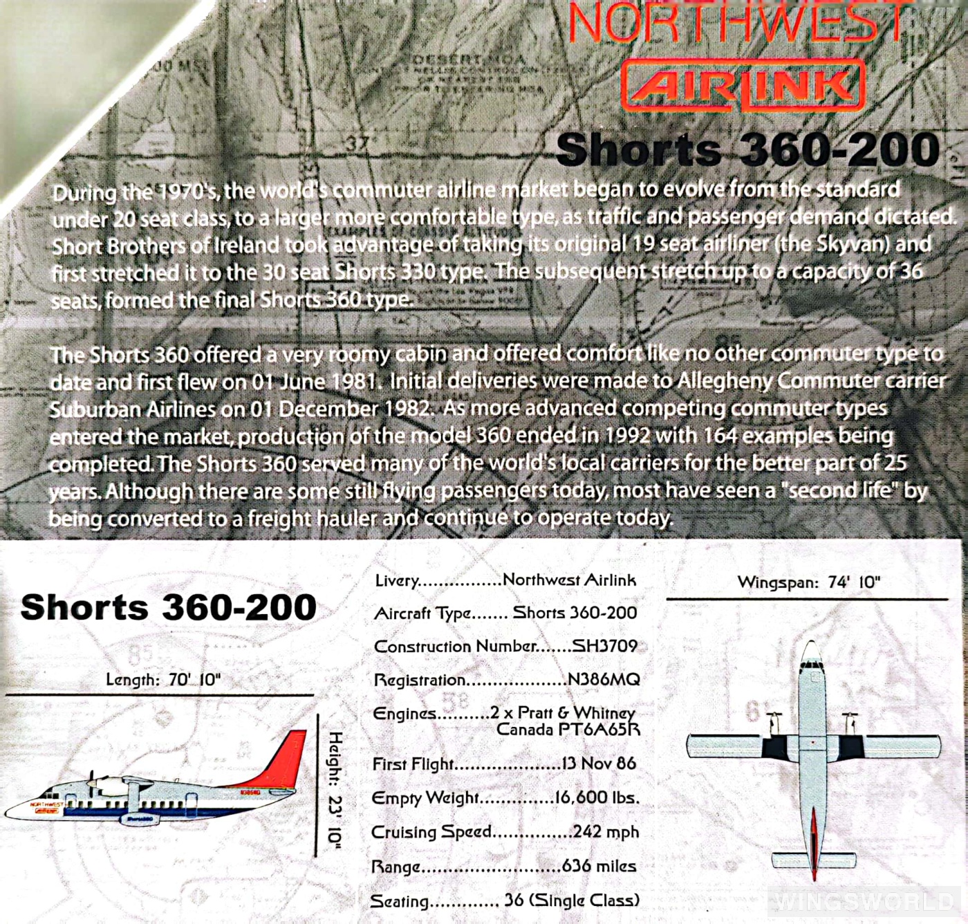 Geminijets 1:400 Short 360 Northwest Airlines 美国西北航空 GJNWA1115 N386MQ 的 ...